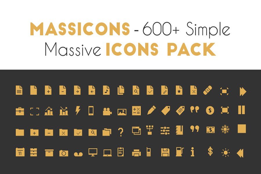 Massicons – 600+ Simple Massive Icon Pack – Free Design Resources