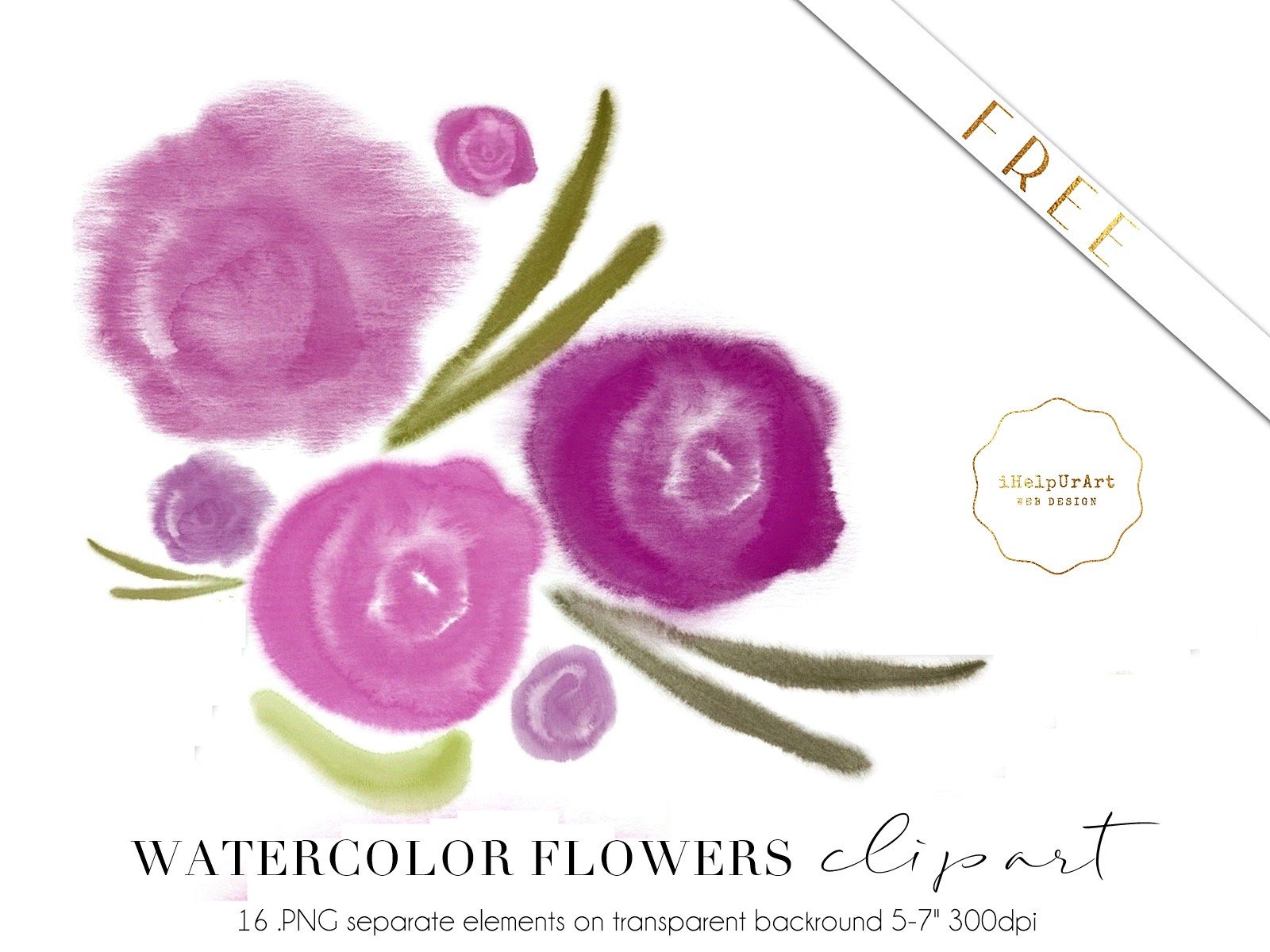 Purple Watercolor Flowers Clipart – Free Design Resources