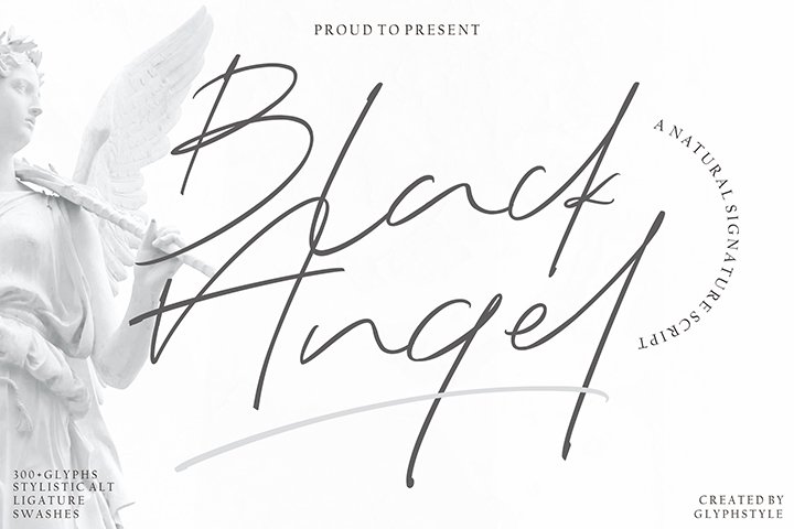 Free Black Angel Signature Script – Free Design Resources