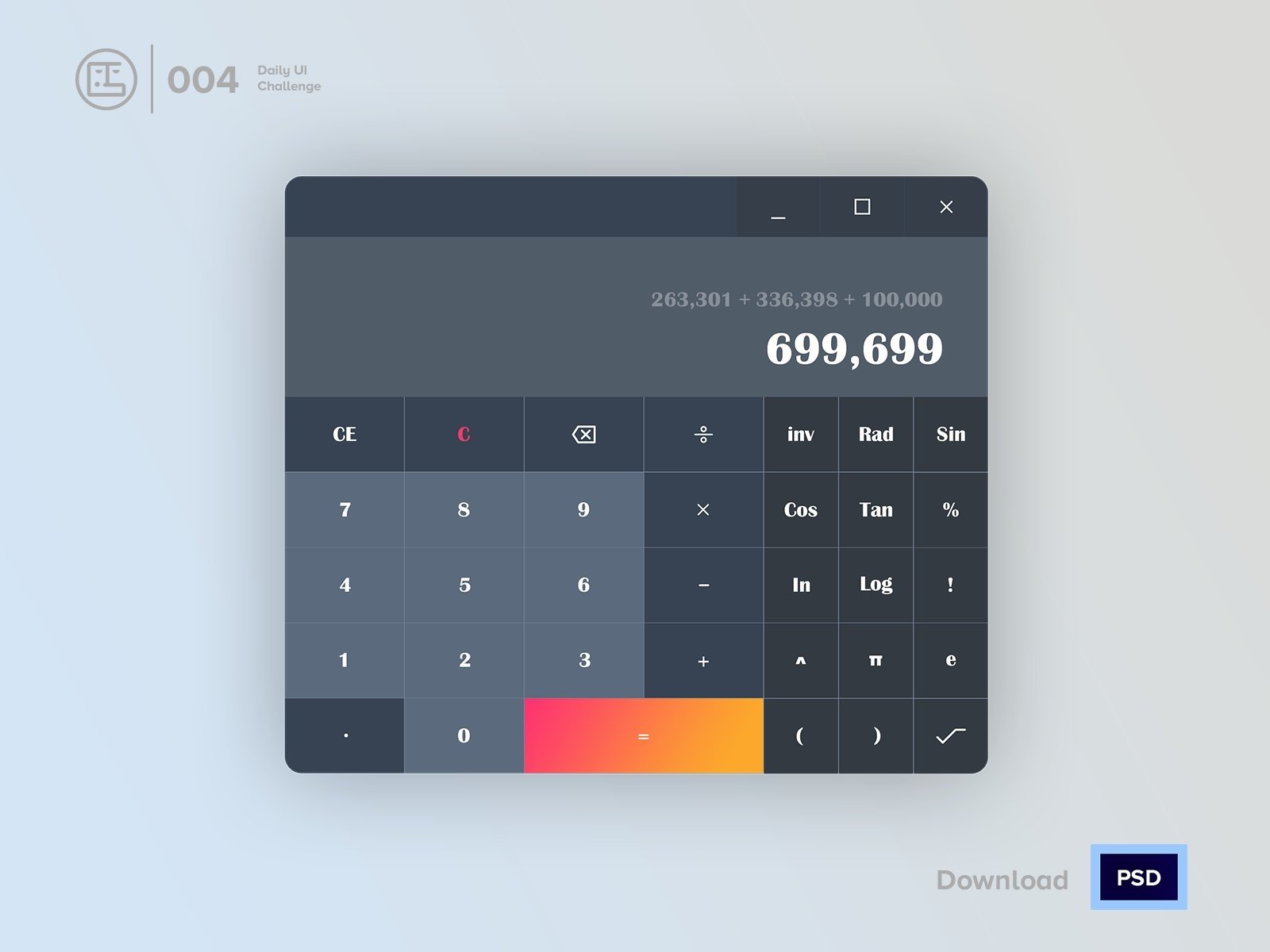 Free Calculator UI Template Free Design Resources